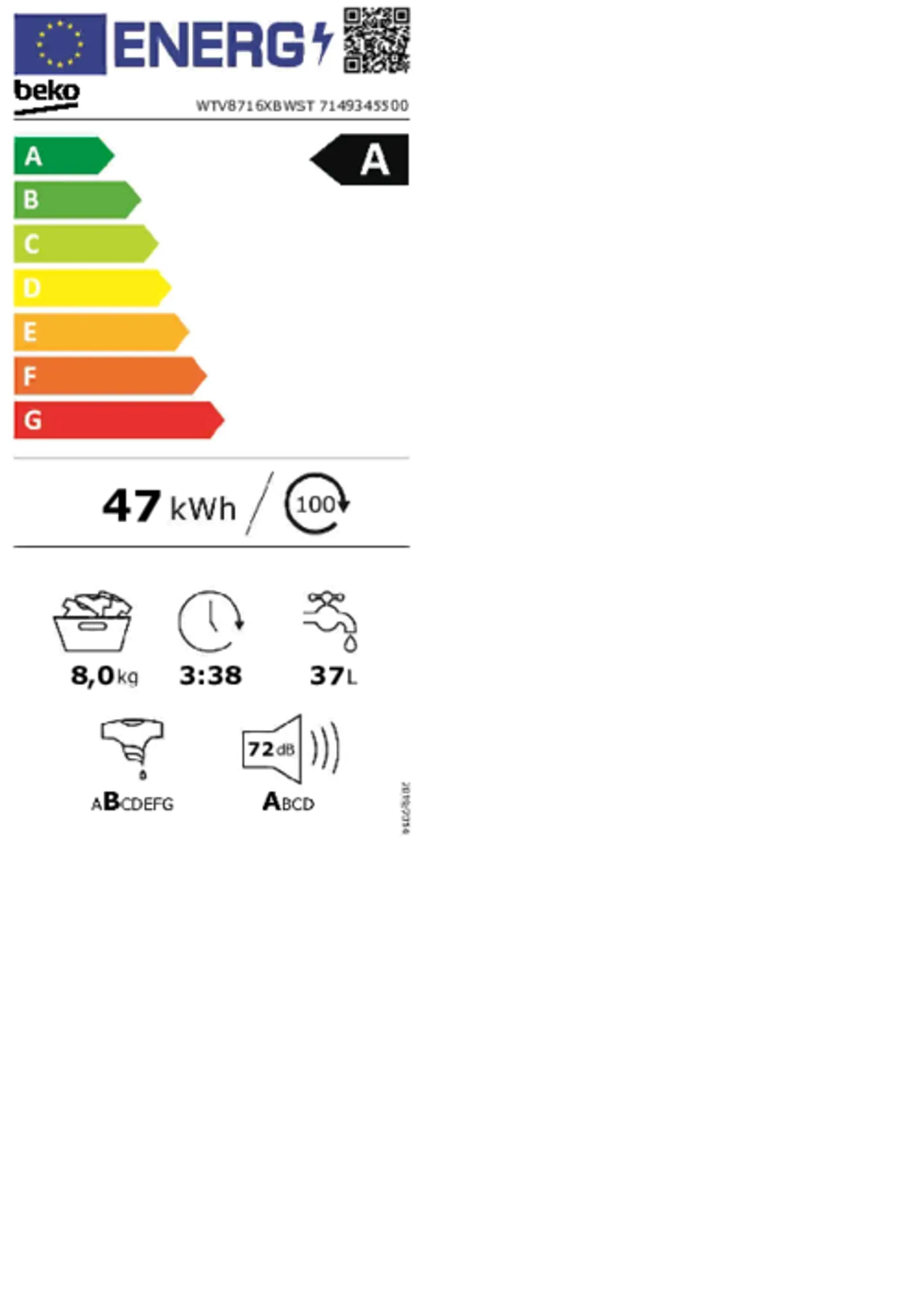 Beko WTV8716XBWST Washing Machine | HIFI international